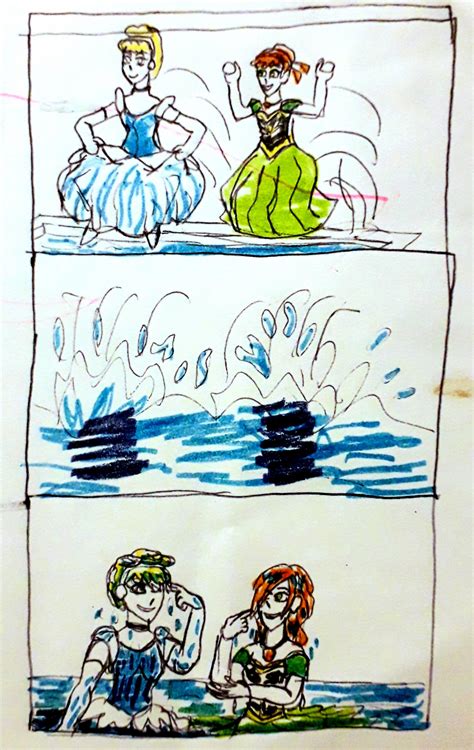 Disney Princesses Cinderella And Anna Pool Party By Fabsegdraft On