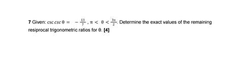 Solved 7 Given Csc Csc 13 1