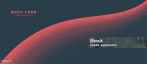 부드러운 물결 모양 형태 벡터 노이즈 질감 테두리 레드 도트워크 미니멀리즘 추상화 거친 필름 효과에 대한 스톡 벡터 아트 및