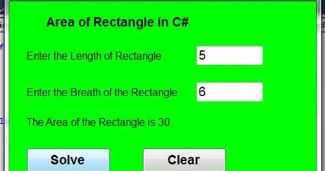 Free Programming Source Codes And Computer Programming Tutorials Area Of Rectangle In C