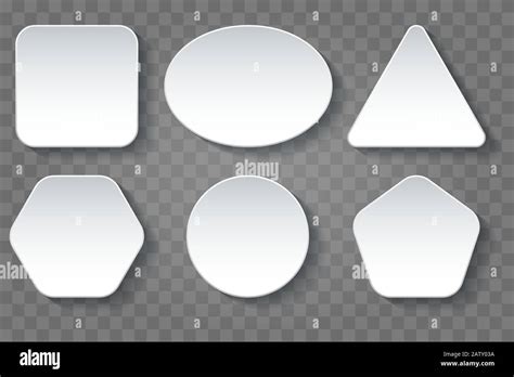 Different White 3d Blank Square And Rounded Buttons Button Banner Round Badge Interface For