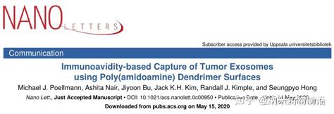 Nano Lett：设计具有免疫亲和力的树枝状聚合物捕获肿瘤来源外泌体 知乎