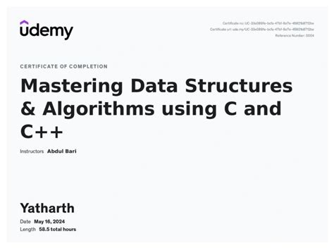 Completed Data Structures And Algorithms Course On Udemy Yatharth Kanojia Posted On The Topic