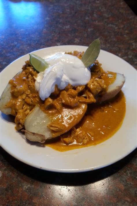 Chicken Tikka Masala Over Baked Potatoes Because I Didnt Have