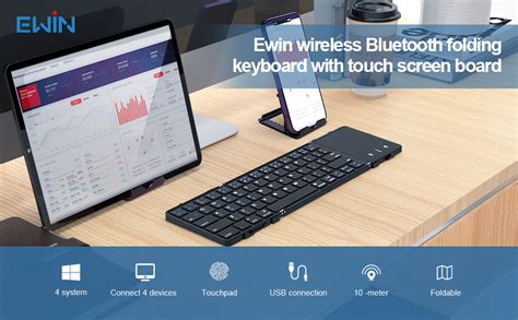 Echaar Bluetooth Keyboard Foldable With Touchpad Wireless Folding Keyboard Bluetooth Wireless