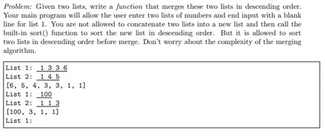 Solved Problem Given Two Lists Write A Function That