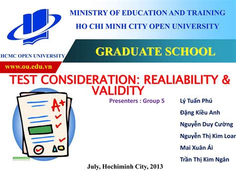 Valiadity And Reliability Language Testing Pptx