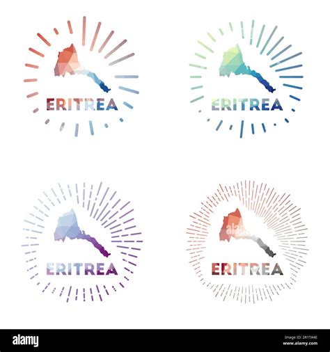Eritrea Low Poly Sunburst Set Logo Of Country In Geometric Polygonal Style Vector Illustration