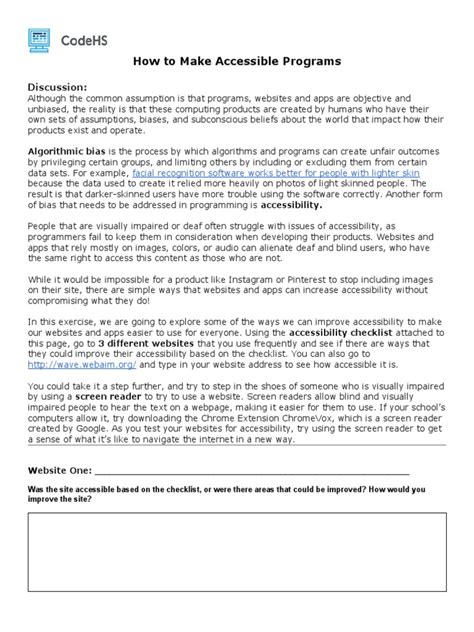 Accessibility Checklist Pdf Accessibility Bias