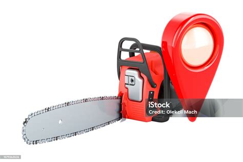 지도 포인터가 있는 전기톱 3d 렌더링 사슬톱에 대한 스톡 사진 및 기타 이미지 사슬톱 3차원 형태 개념 Istock