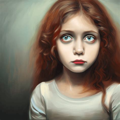 Girl With Sad Huge Eyes · Creative Fabrica