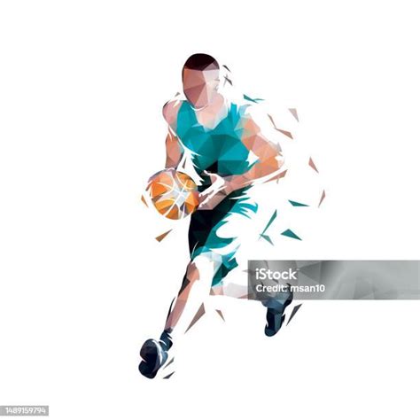 농구 선수 고립된 낮은 폴리 벡터 그림 팀 스포츠 Ahtlete 다각형 그리기 농구 선수에 대한 스톡 벡터 아트 및 기타 이미지 농구 선수 추상적인 기하 도형