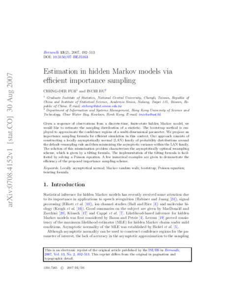 pdf estimation in hidden markov models via efficient importance sampling