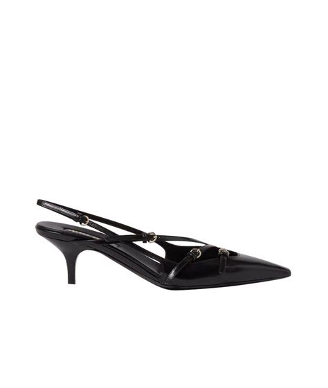 Miu Miu Черные лодочки на низком каблуке из лакированной кожи для