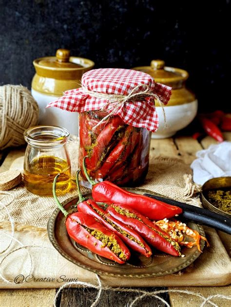 Lal Mirch Ka Achaar Or Stuffed Red Chillies Pickle Sumis Cookbook