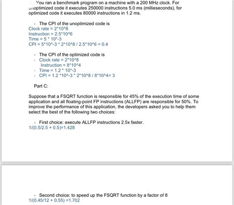 solved you ran a benchmark program on a machine with a