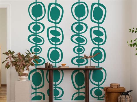 Mid Century Modern Orbit Wall Decal Retro Geometric Vinyl Mural 22x80