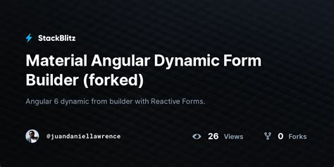 Material Angular Dynamic Form Builder Forked Stackblitz