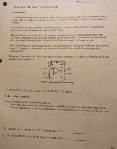 solved date experiment 8 basic op amp circuits