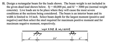 Ii Design A Rectangular Beam For The Loads Shown Chegg