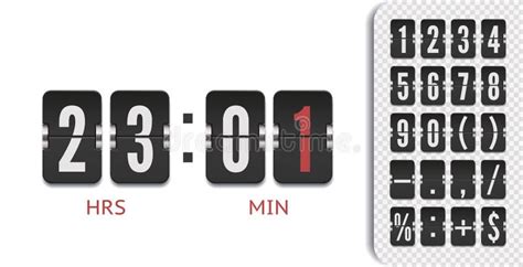 Retro Score Board Clock Scoreboard Countdown Number Font Vintage Flip Clock Time Counter Vector