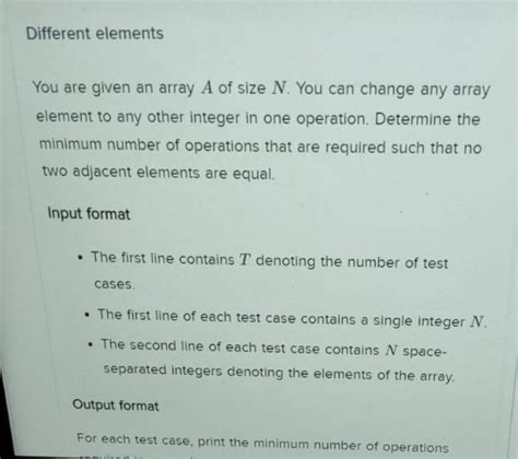 Solved Different Elements You Are Given An Array A Of Size Chegg Com