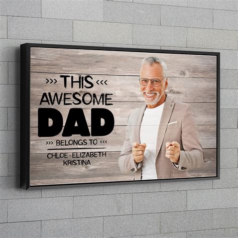 This Awesome Dad Belongs Personalized Name Custom Father Portrait