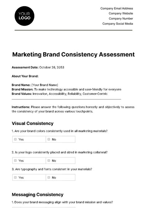Free Marketing Brand Consistency Assessment Template To Edit Online