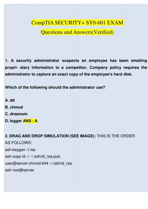Comptia Security Sy0 601 Exam Questions And Answers Verified Comptia Security Sy0 601 Best