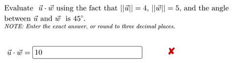 Solved Evaluate Uw Using The Fact That U W And The Chegg Com