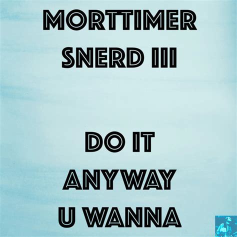 Morttimer Snerd Iii Do It Anyway U Wanna On Traxsource