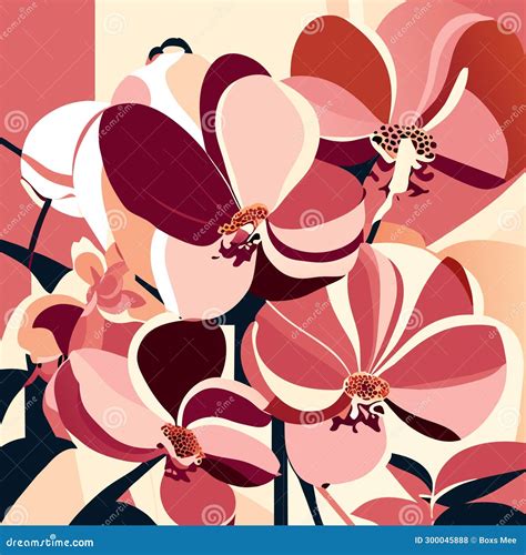 Orchids Vector Illustration Black And White Floral Vector Illustration