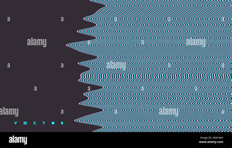 Optical Illusion Wave Abstract Background With Glitch Effect Vector