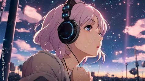 Lofi Animation Synthwave Anime Manga Girl Lofi Bacground Wallpaper Design Seamless Loop