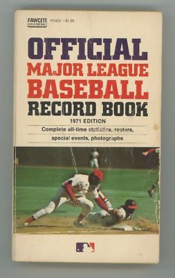 Official Major League Baseball Record Book 1971 Edition Paperback Mlb