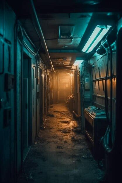 Premium Ai Image Abstract High Tech Tunnel As Background In The Style Of Cyberpunk Ai Generated