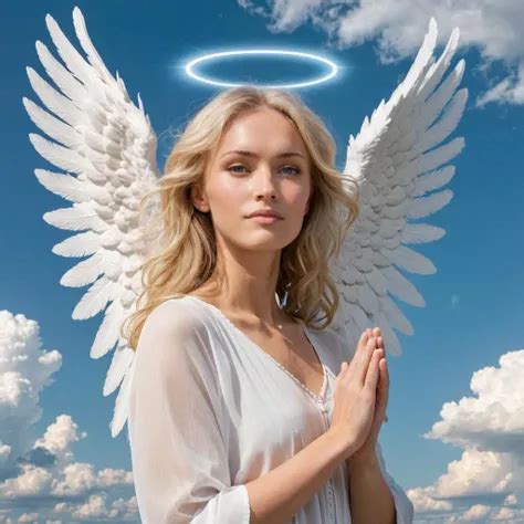 Close Up Photo Of A Woman As An Angel Blonde Hair White Halo White