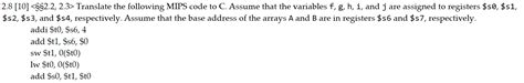 solved 2 8[10] translate the following mips code