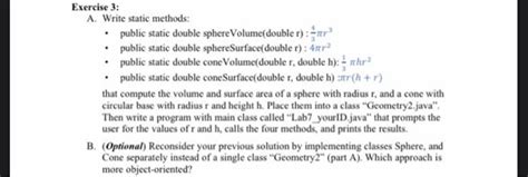 solved exercise 3 a write static methods public static