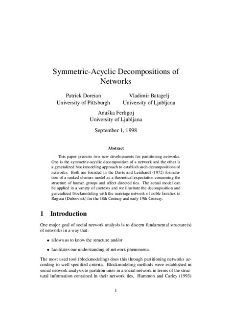 Pdf Symmetric Acyclic Decompositions Of Networks