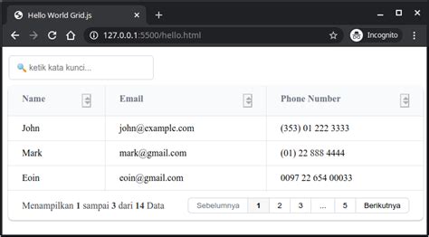Menggunakan Grid Js Untuk Membuat Tabel Dinamis Di HTML