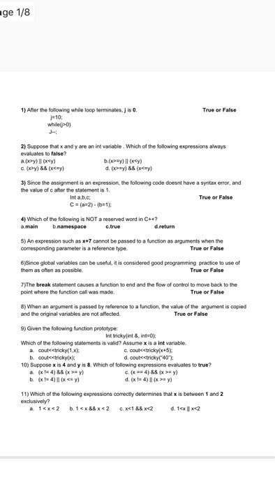 solved ge 1 8 1 ater the following while loop terminates j