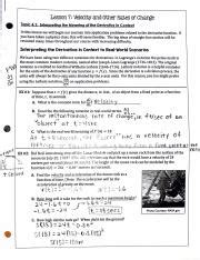Velocity Other Pdf Lesson 7 Velocity And Other Rates Of Change