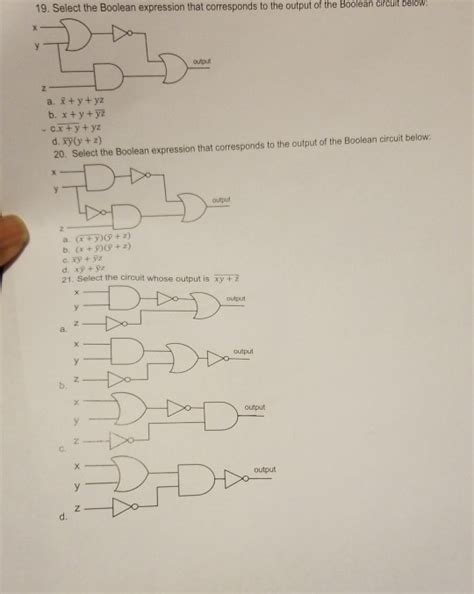 solved boolean circurt below 19 select the boolean