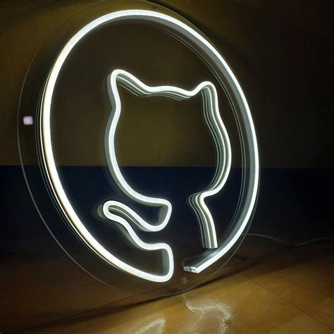 Github Neon Light Sign Wall Decor Octocat Led Light Gamer Room Neon Sign Man Cave Wall Lamp Etsy