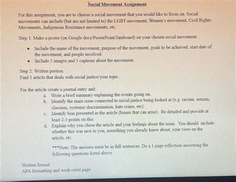 Social Movement Assignment For This Assignment You