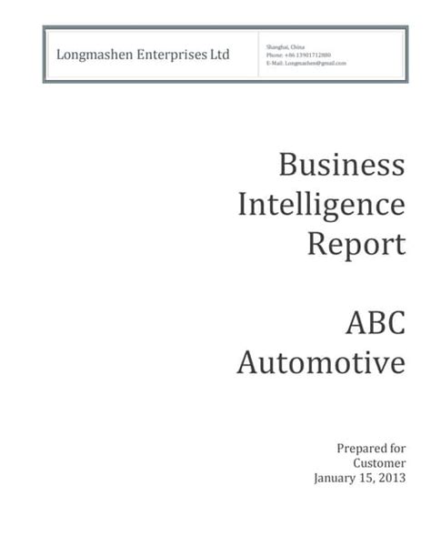 Chinese Company Analysis Sample Report Docx