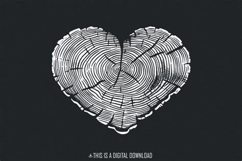 Tree Rings Heart Shape PNG Outline Stamp Color Graphics