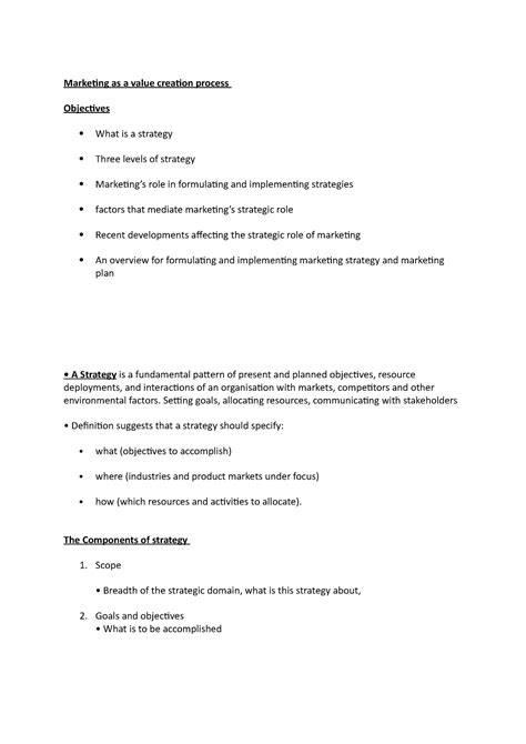 1 Marketing As A Value Creation Process Marketing As A Value Creation Process Objectives What