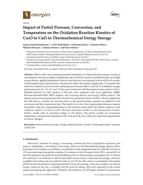 Impact Of Partial Pressure Conversion And Temperature On The